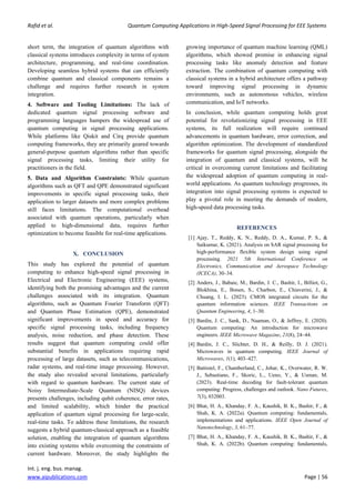 Quantum Computing Applications in High-Speed Signal Processing for EEE Systems | PDF