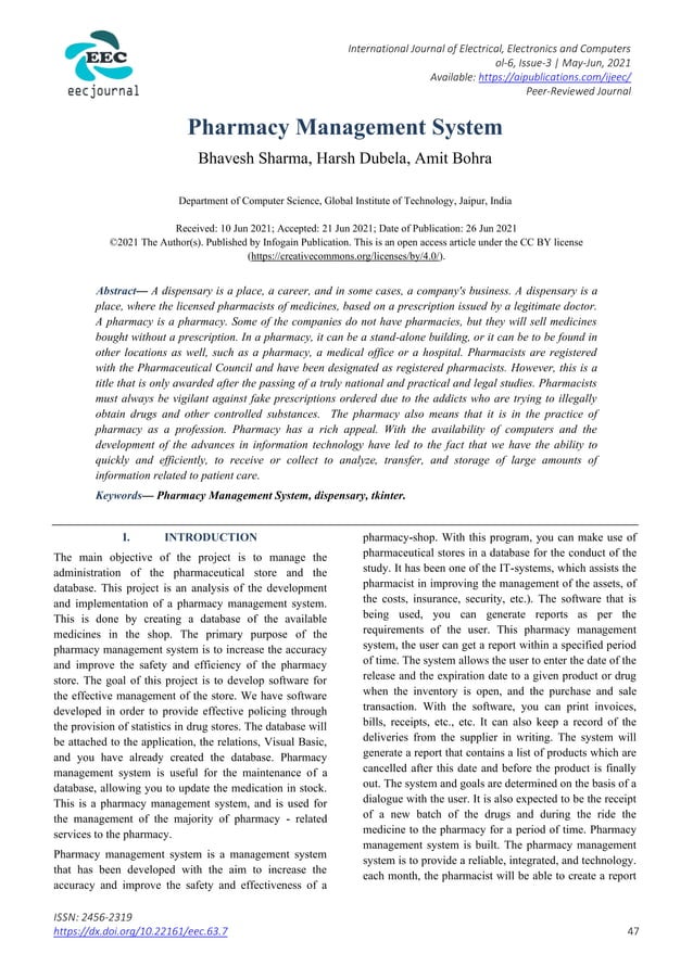 Pharmacy Management System | PDF | Databases | Computer Software and ...