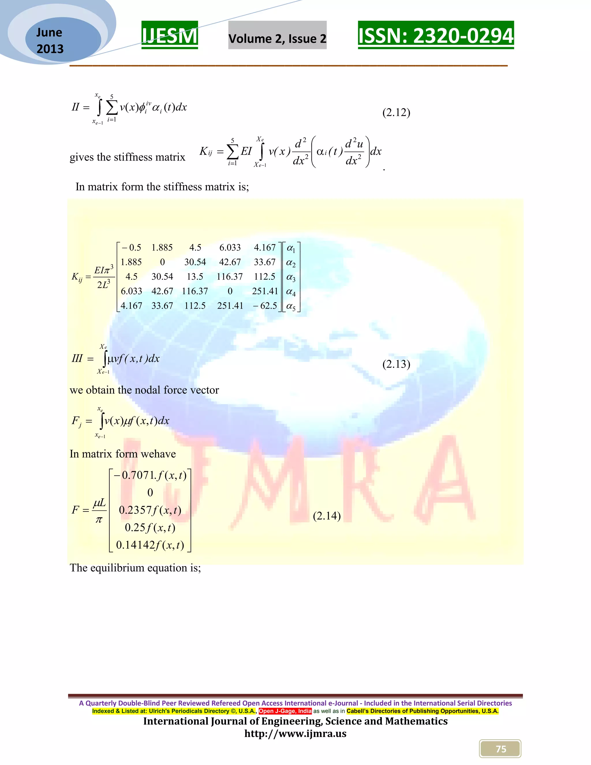 Finite Element Approach To The Solution Of Fourth Order Beam Equation Pdf Publishing