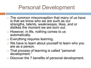 7 important reasons to personal development | PPTX