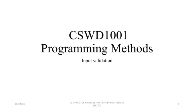 7 Input Validation Ppt