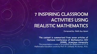 7 Inspiring Classroom Activities Using Realistic Mathematics | PPT