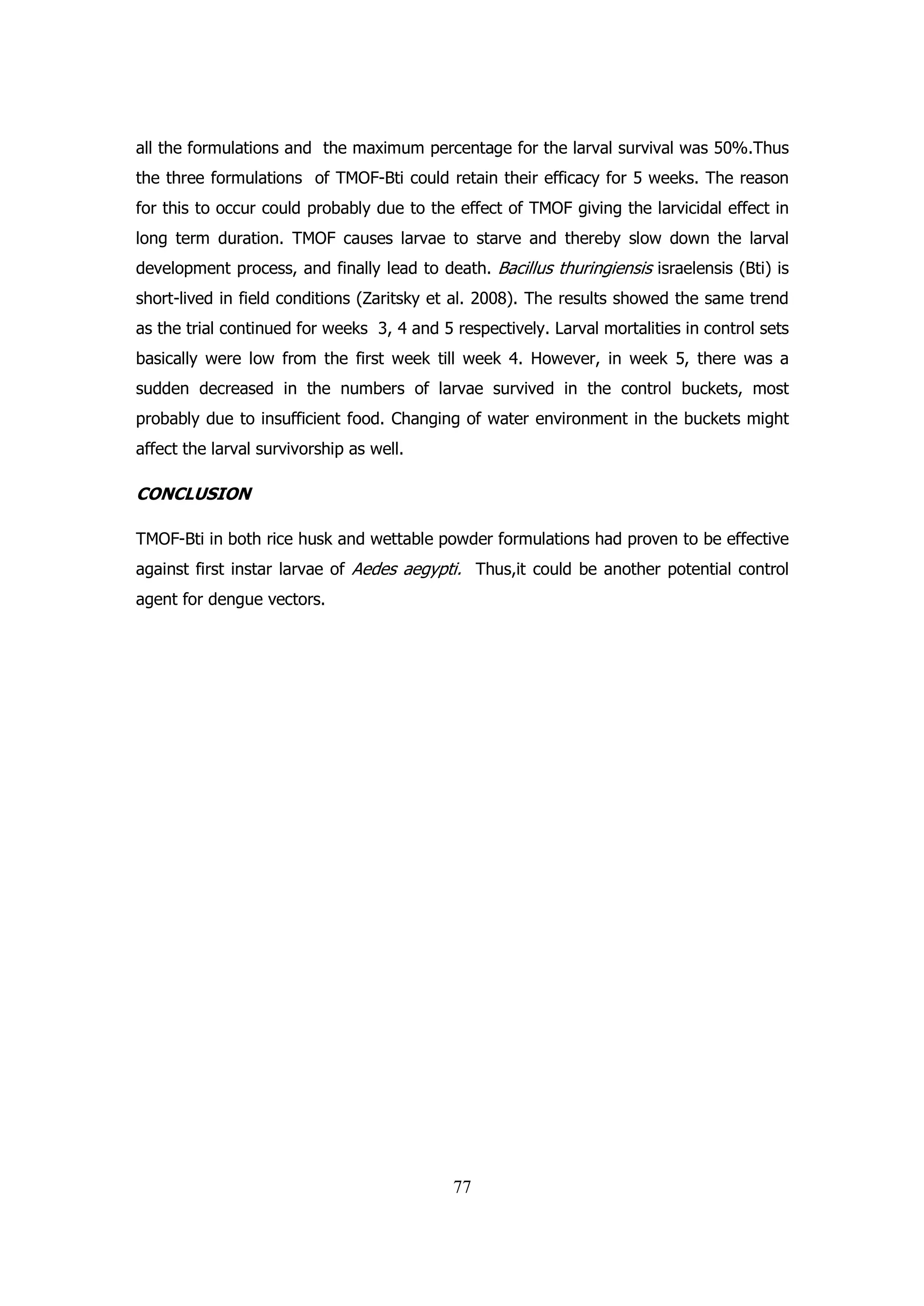 Simulated Field Trial of Mousticide against Aedes at UKM Campus | PDF