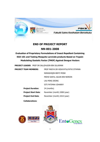 Simulated Field Trial of Mousticide against Aedes at UKM Campus | PDF ...