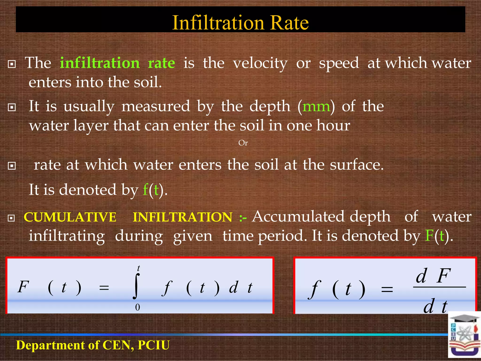 L6 infiltrationr rate calculation | PPTX