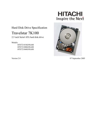 hard disk drive specification travelstar 7k100 | PDF
