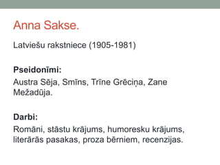 A.Sakse "Pasakas par ziediem". Kārlis K. | PPTX