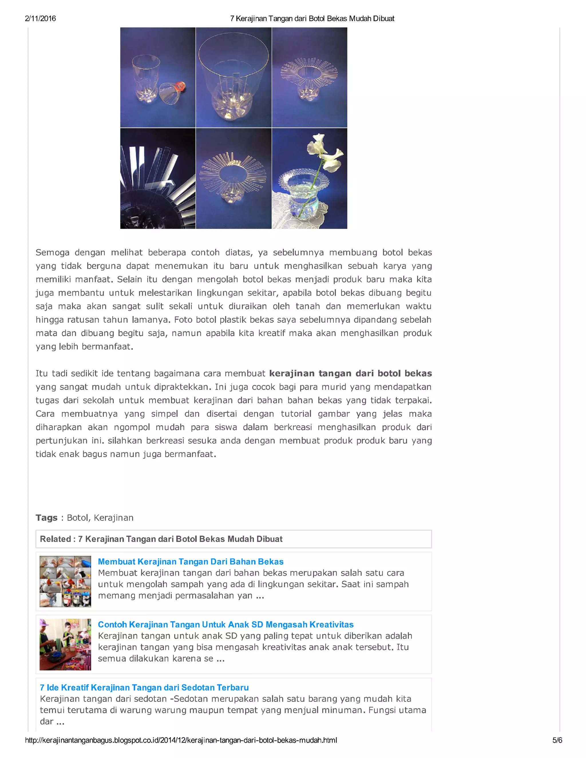 7 kerajinan tangan dari botol bekas mudah dibuat | PDF