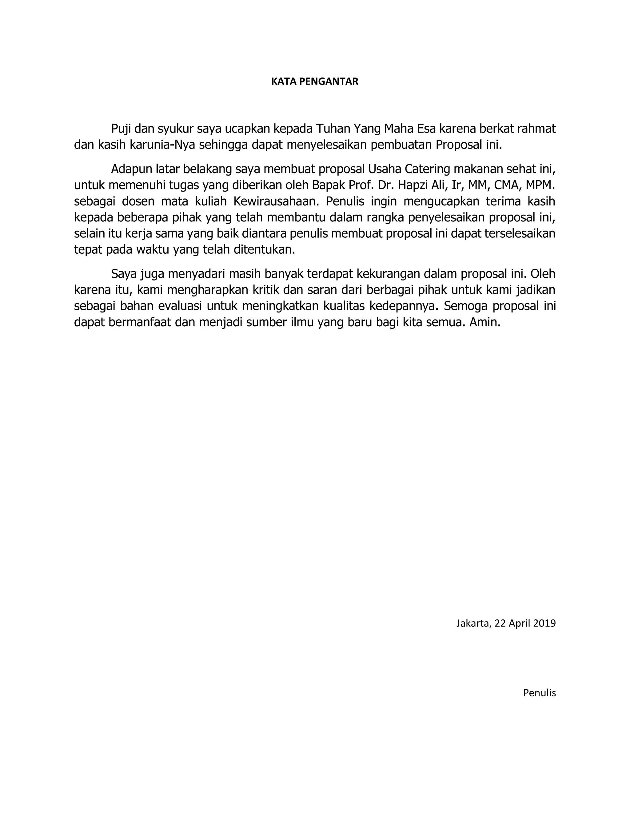 7, kewirausahaan, celine danaris gracia,proposal usaha, universitas mercubuana, 2019 | PDF