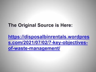 7 key objectives of waste management | PPT