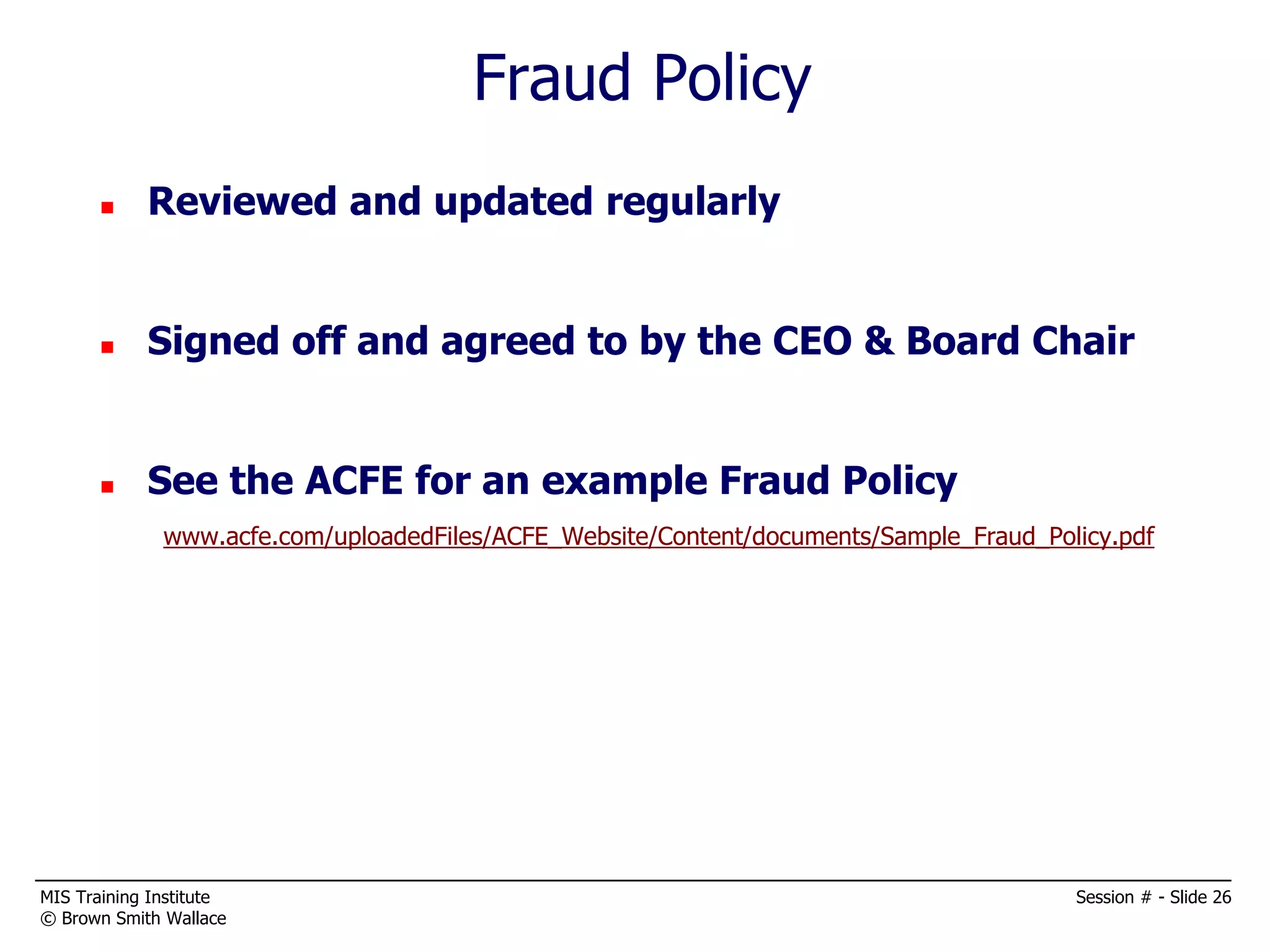 7 Keys to Fraud Prevention, Detection and Reporting | PDF