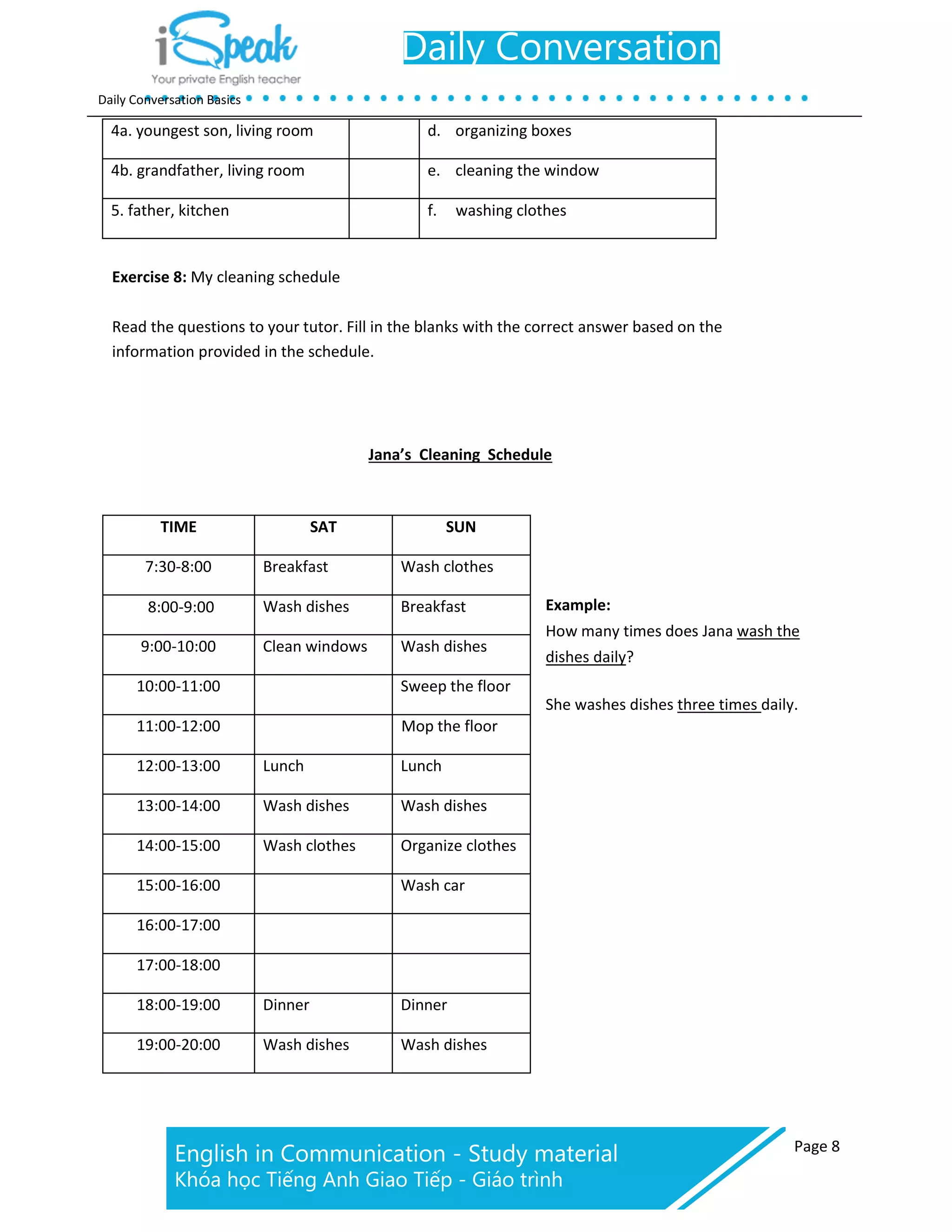 Chapter 9 unit 1. i'm cleaning... | PDF