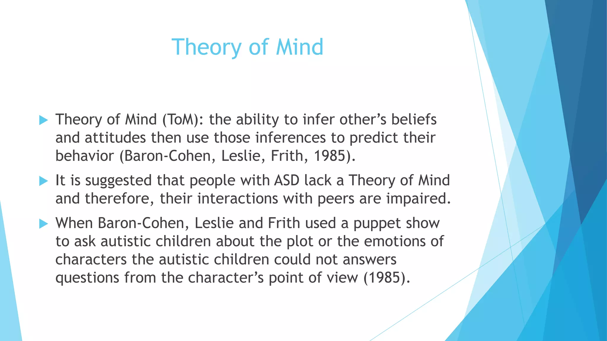 Autism Spectrum Disorder & Theory of Mind | PPTX | Special Needs Kids ...