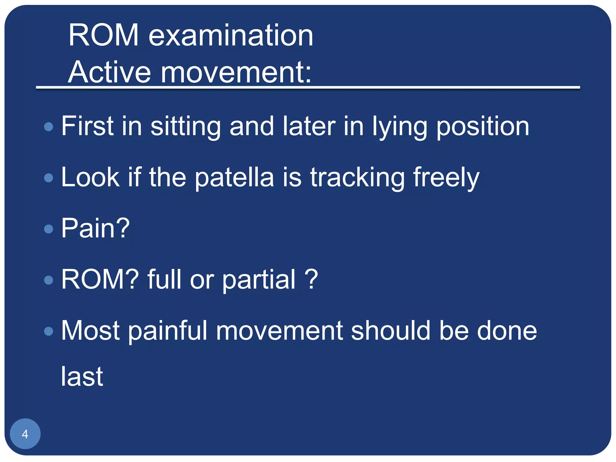 7 knee assessment examination | PPT