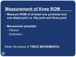 7 knee assessment examination | PPT