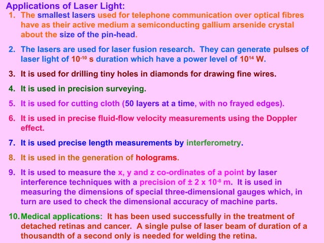 Properties of LASER and characteristics.ppt | Chemistry | Science