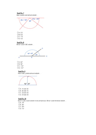 7 latihan soal hubungan antar sudut | DOCX