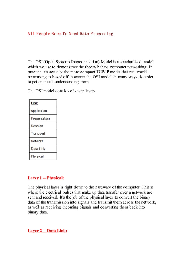 7 layer OSI model | PDF
