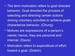 Motivation approach,processes and theories | PPT