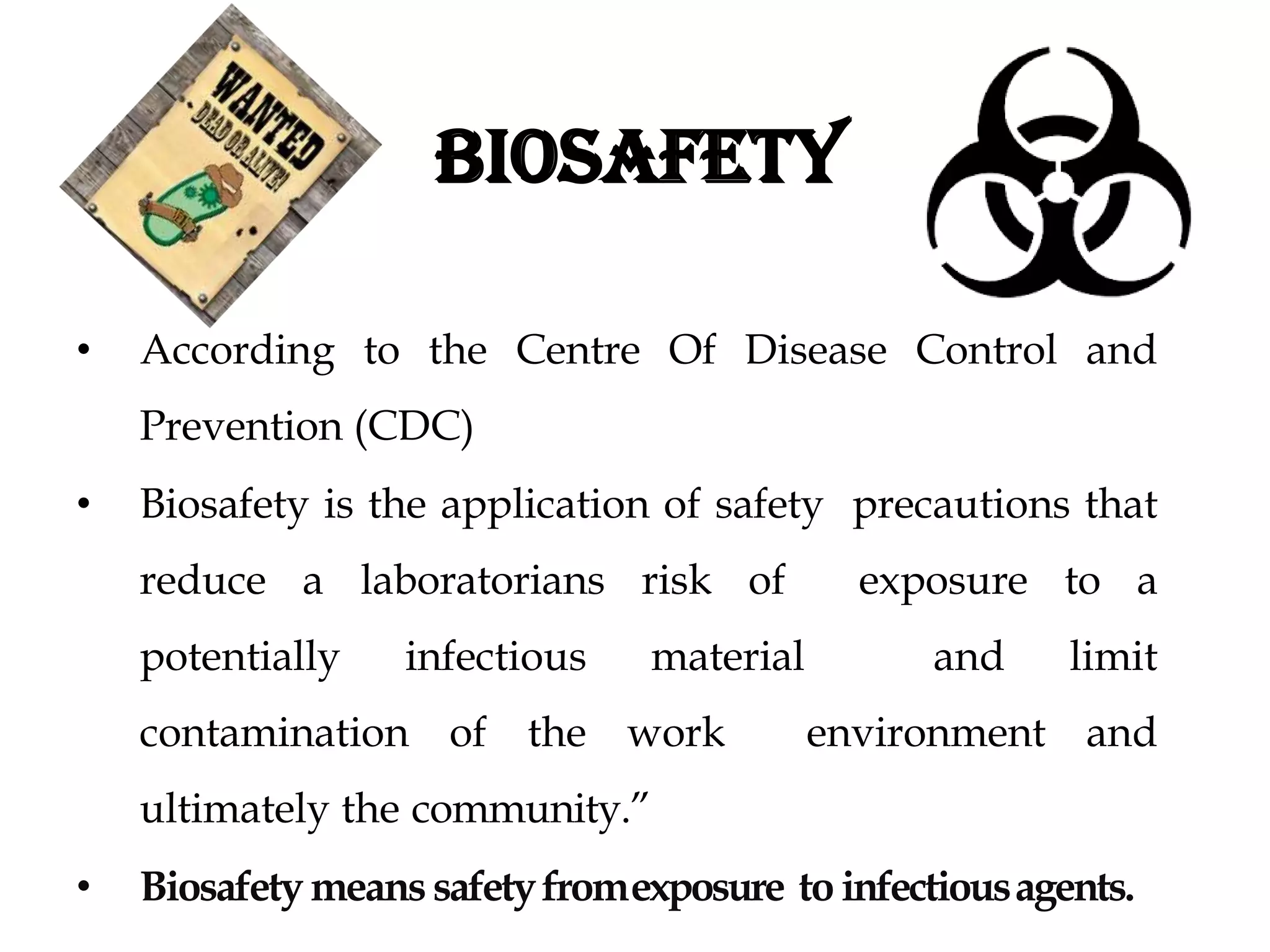 Biosafety - History, Levels and issues | PDF