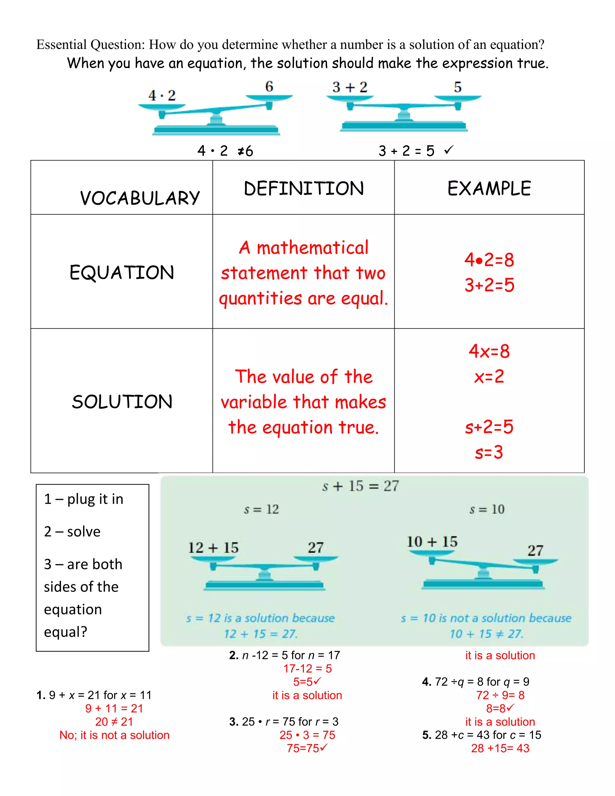 7 lesson 2 3 equations and solution | PDF