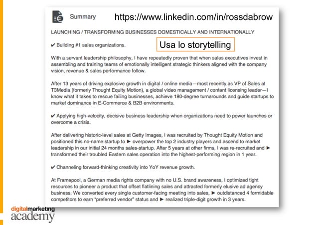 La sezione Riepilogo nel Profilo LinkedIn | PPT