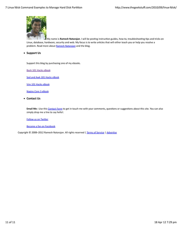 7 Linux Fdisk Command Examples To Manage Hard Disk Partition Pdf