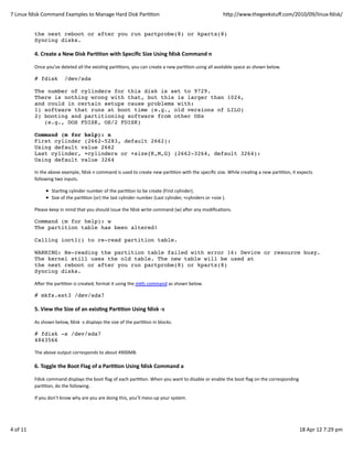 7 linux fdisk command examples to manage hard disk partition | PDF