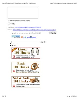 7 linux fdisk command examples to manage hard disk partition | PDF