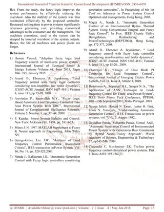 Load Frequency Control in Three Area Power System using Fuzzy Logic Controller | PDF