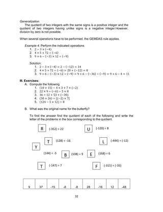 Grade 7 Learning Module in Math (Quarter 1 to 4) | PDF