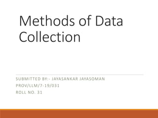 Methods of Data Collection | PPT