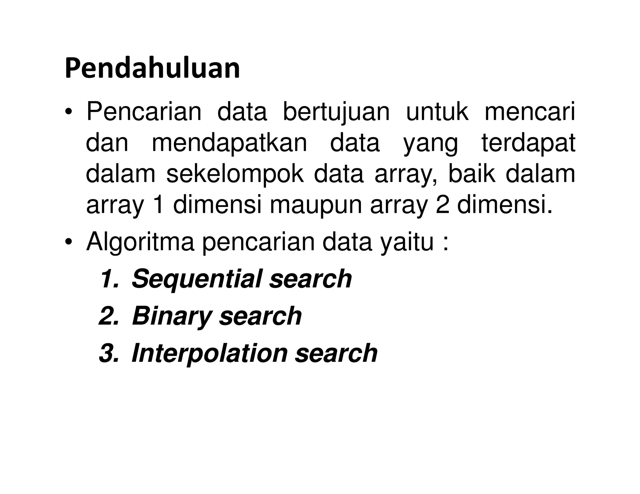 7 Metode Pencarian Data Array | PDF
