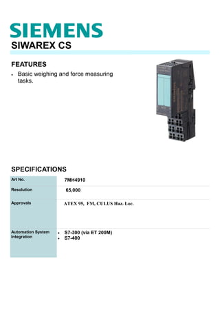 7MH4910 SIWAREX CS | PDF | Technology & Computing
