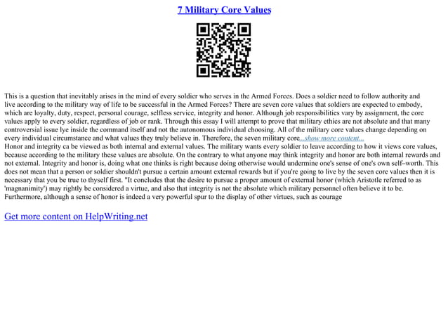 7 Military Core Values | PDF | Christianity | Religion & Spirituality