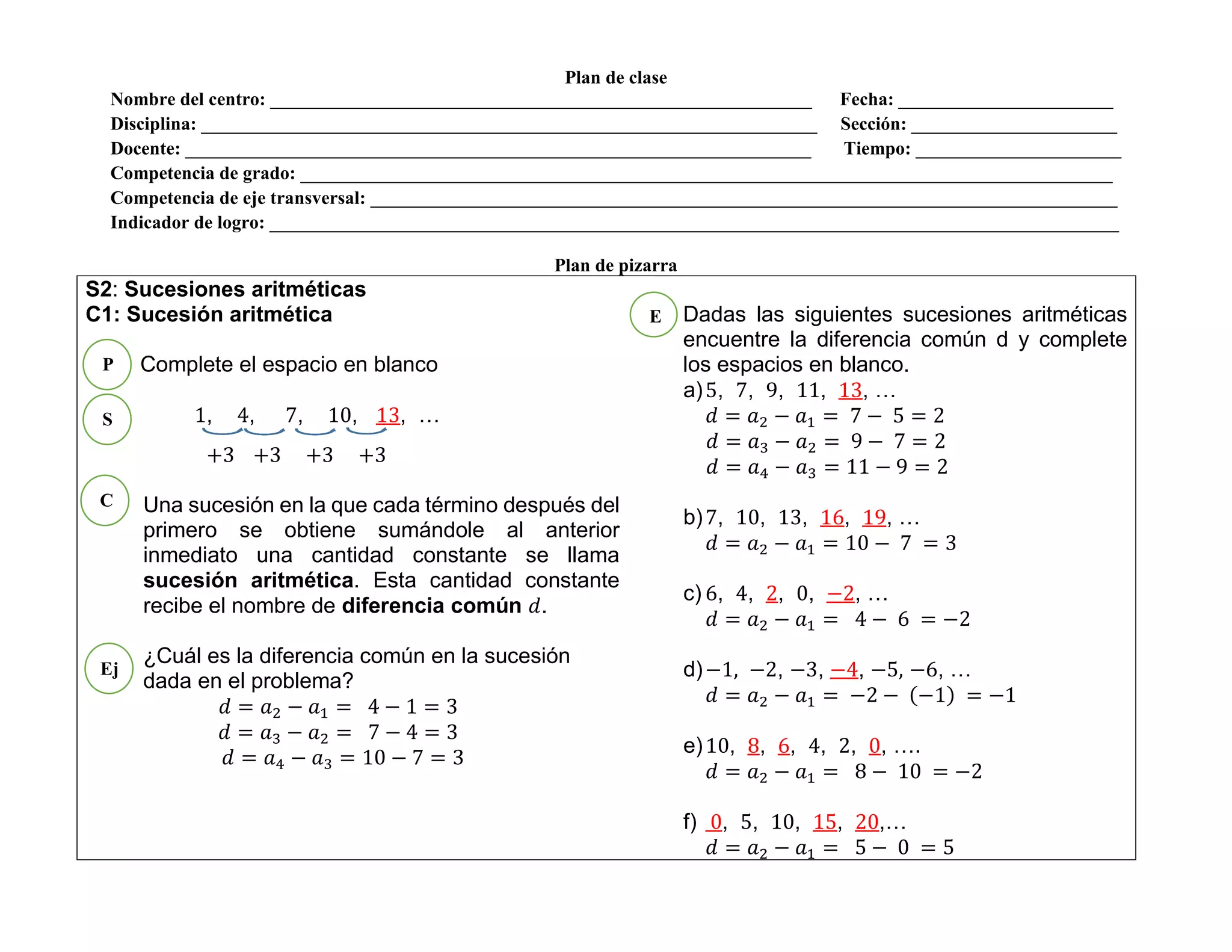 PLAN DE MATEMÁTICAS MODELO PLAN PIZARRA | PDF