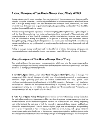 7 Money Management Tips | PDF