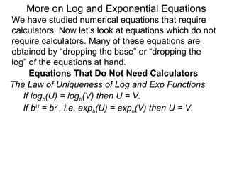67 more on log and exponential equations | PPT