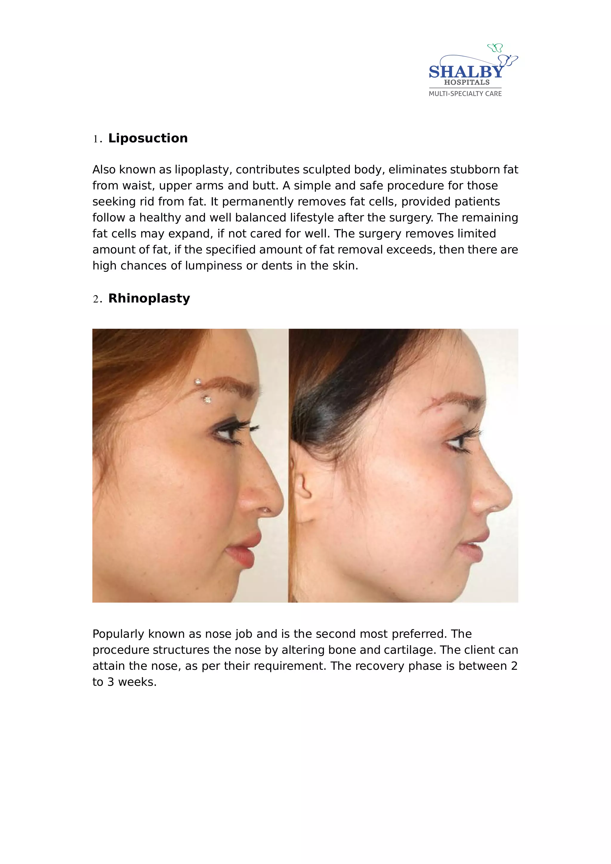 7 Most Popular Plastic Surgeries Preferred by Men & Women | PDF