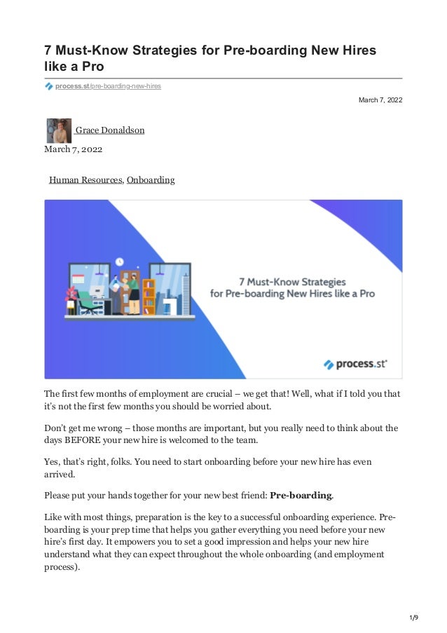 7 Must-Know Strategies for Pre-boarding New Hires like a Pro | PDF