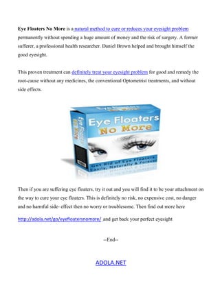 7 Natural Remedies To Remove Eye Floaters | PDF