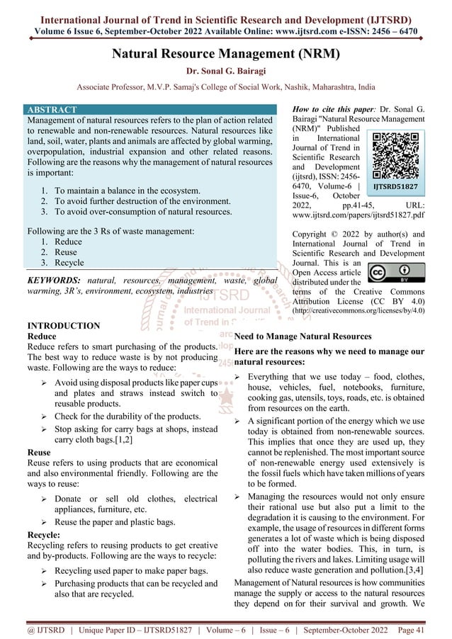 Natural Resource Management NRM | PDF
