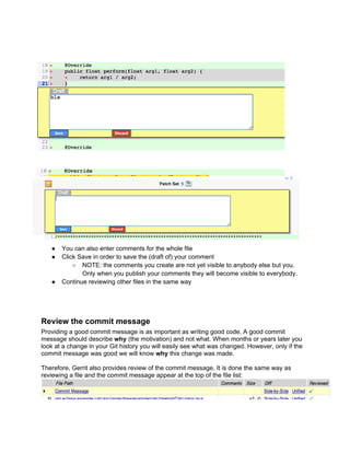 Git Tutorial EclipseCon France 2014 - Gerrit Exercise 7 - new changescreen | PDF