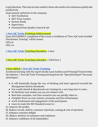 New 7 QC Tools | New 7 QC tools training | DOCX