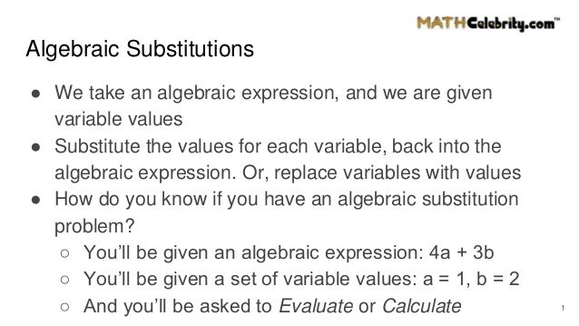 Algebraic Substitutions Calculator