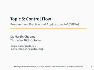 Programming in Java: Control Flow | PPT