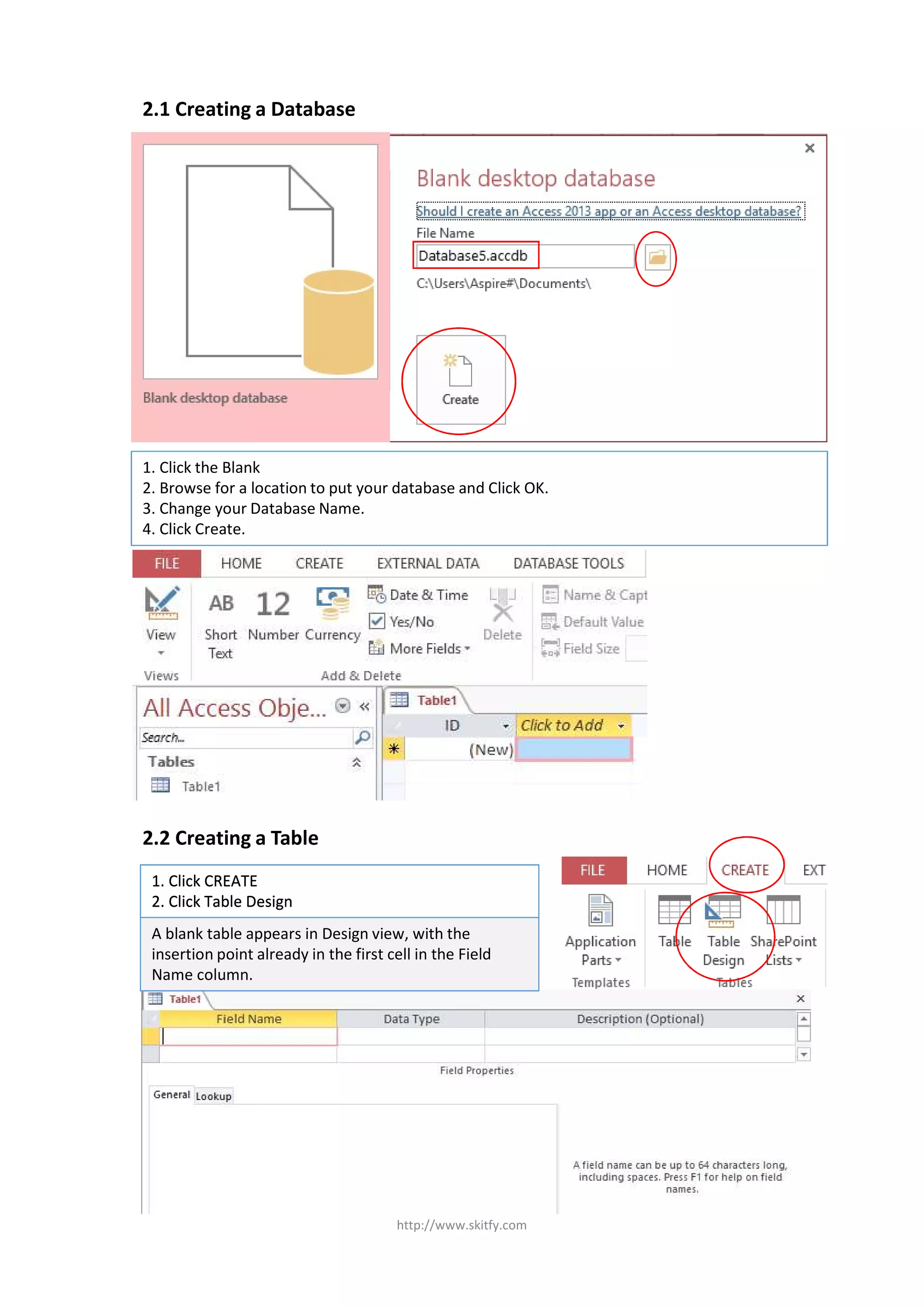 2.1 Creating a Database | PDF