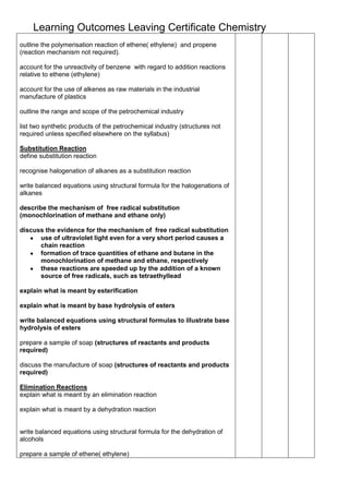 7 organic chemistry learning outcomes | DOCX