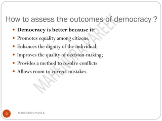OUTCOMES OF DEMOCRACY CLASS X 10 | PDF