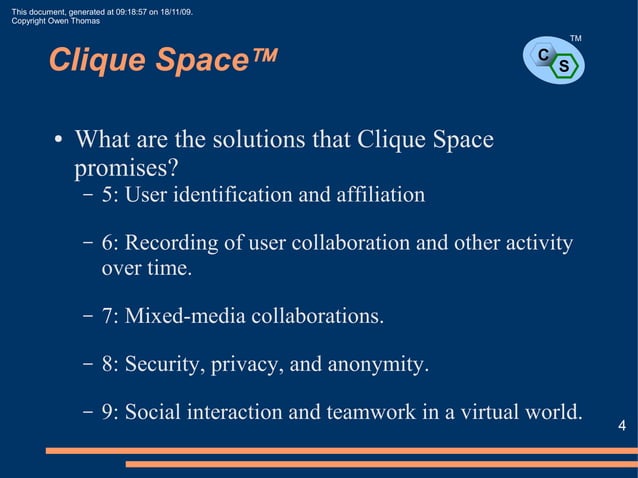Owen Thomas - Introducing Clique Space | PPT
